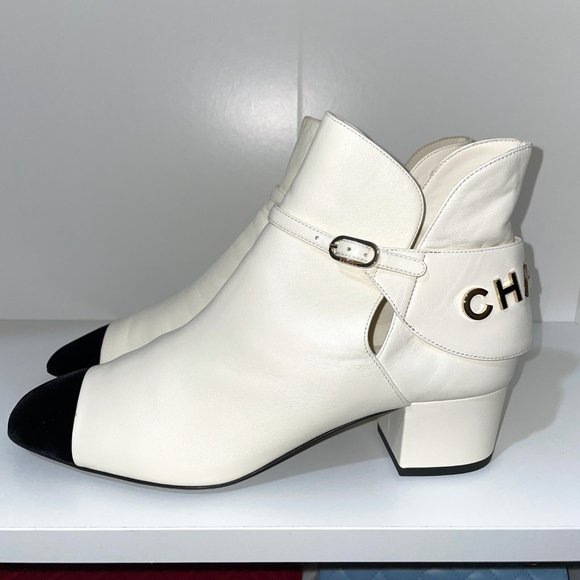 CHANEL | Shoes | Chanel Crowns Short Buckle Logo Boot 45mm | Poshmark